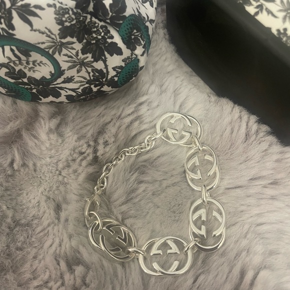 Gucci | Jewelry | Gucci Britt G Logo Interlocking G 925 Sterling Silver Bracelet | Poshmark